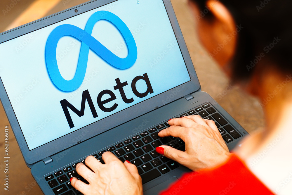 September 25, 2023, Brazil. In this photo illustration, the Meta logo ...