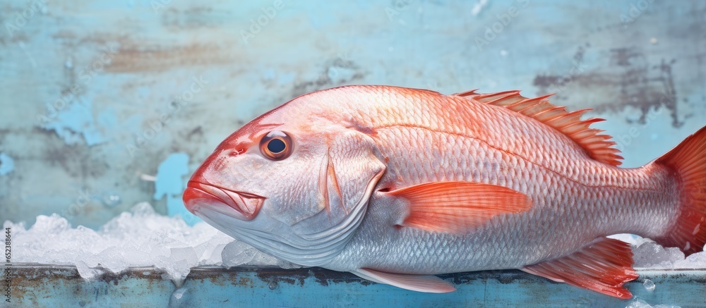 Mangrove red snapper at Indonesia market isolated pastel background ...