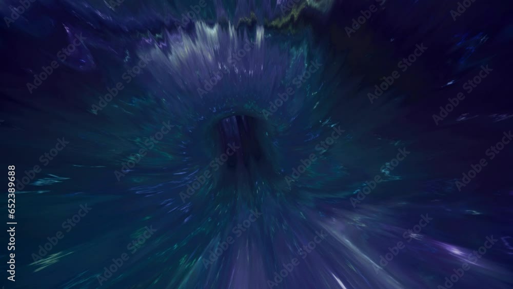 Abstract hyperspace background. Speed of light, neon glowing rays and ...