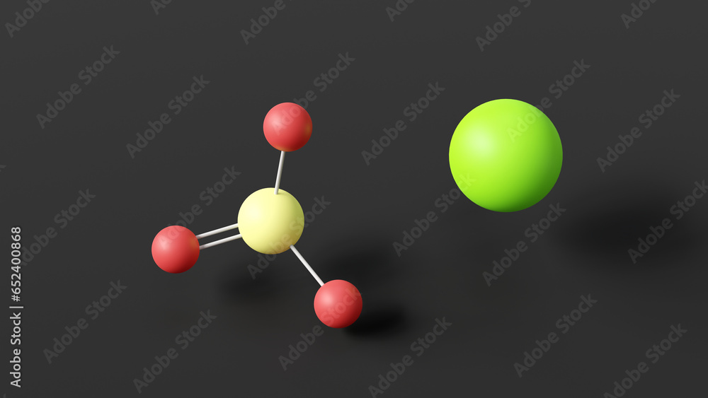 calcium sulfite molecule, molecular structure, preservative e226, ball ...
