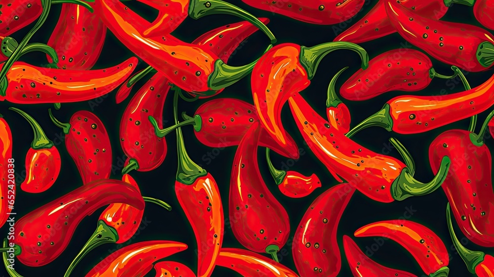 a horizontal format of Chili peppers as a background in a Food/Decor ...