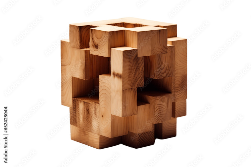 Natural Wood Cuboid Art Isolated on Transparent Background Generative ...