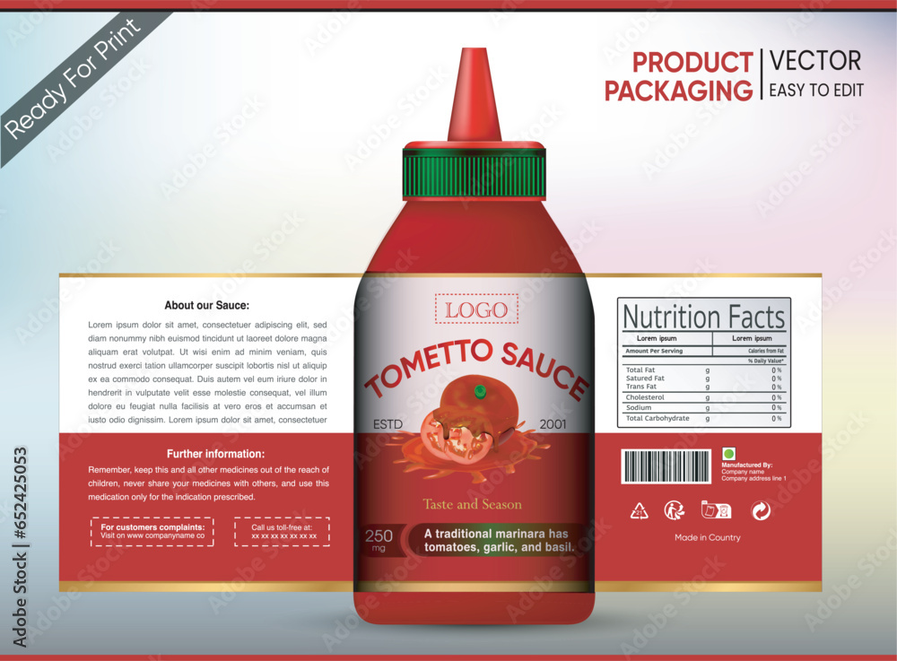 Sauce Label, Tometto Sauce label, Chilli pack, Sauce bottle mockup ...