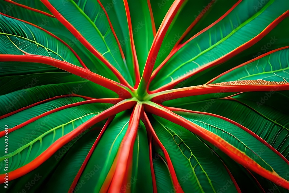 Coccoloba pubescens green leaf with red veins texture, close up. Nature ...