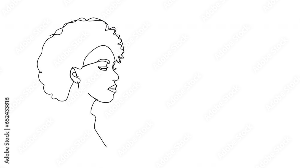 Continuous line beautiful woman line art animation. One line art. Stock ...