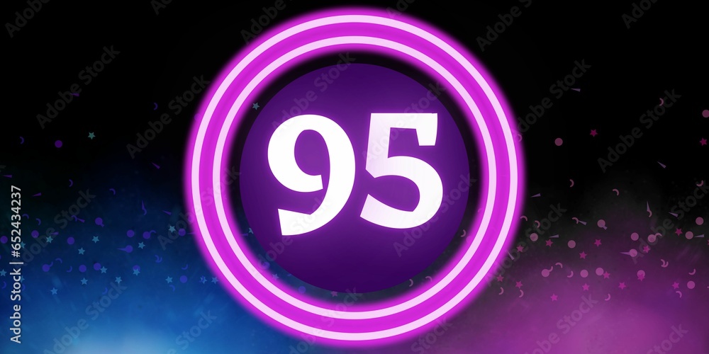 Number 95. Banner with the number ninety five on a black background and ...