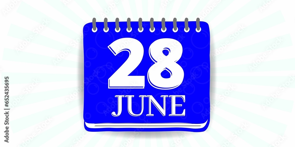 28 june, calendar with the day twenty eight of the month of june in ...