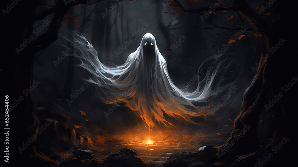 Scary ghost in cemetary haunting people, halloween ghosts Stock ...