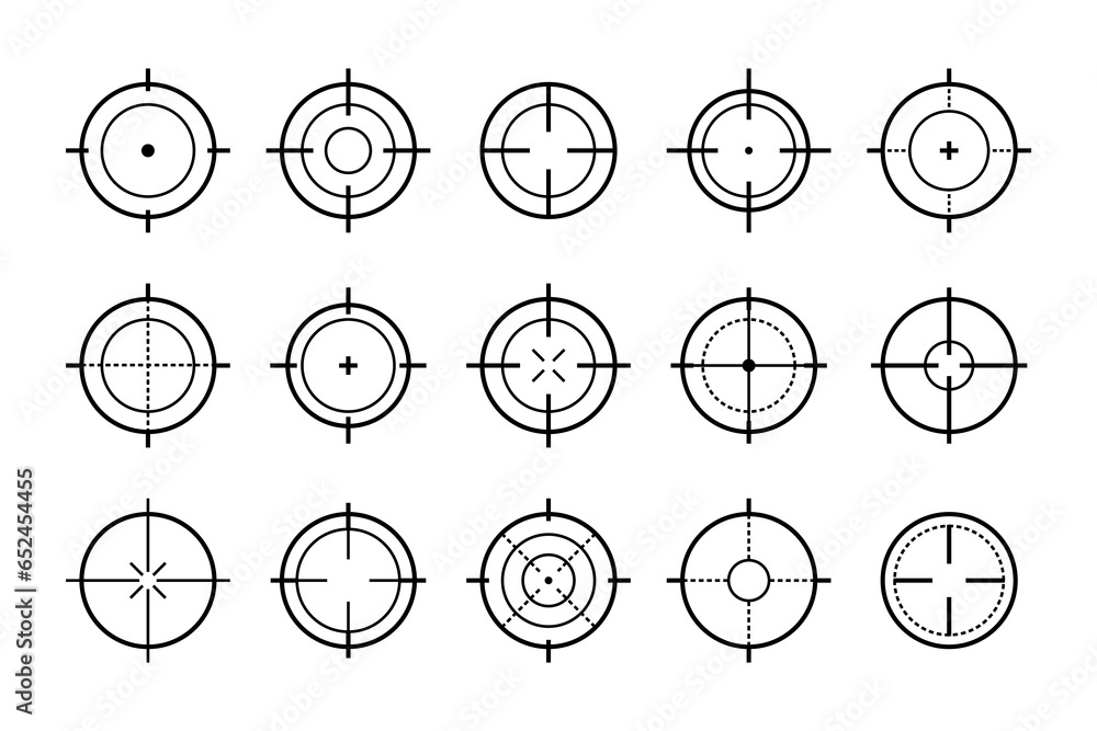 Icon set of targets and destination. Target and aim, targeting and ...