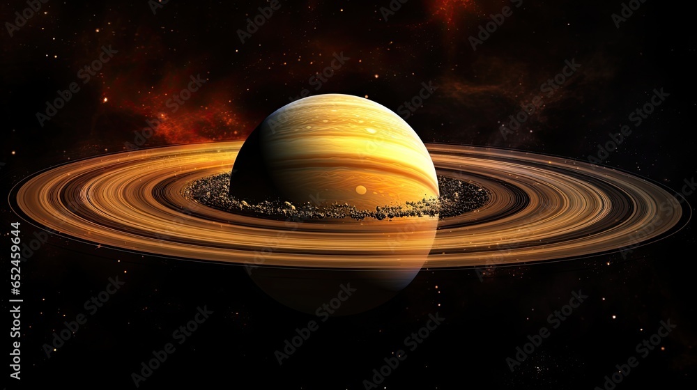 the planet Saturn in space in a horizontal format, Science-themed image ...