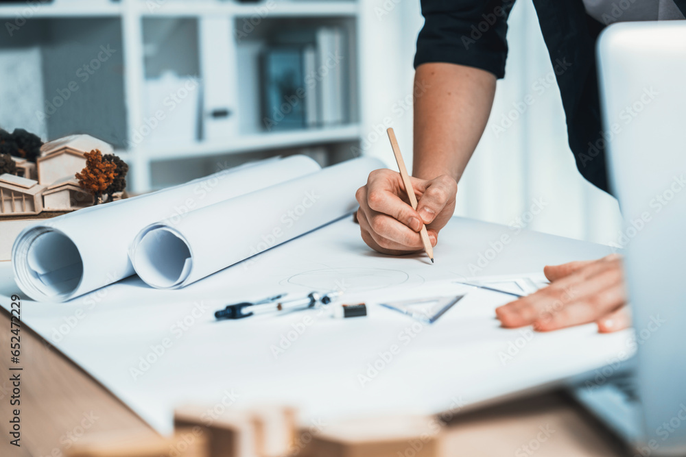 Drafting interior house design by architect designer planning home ...