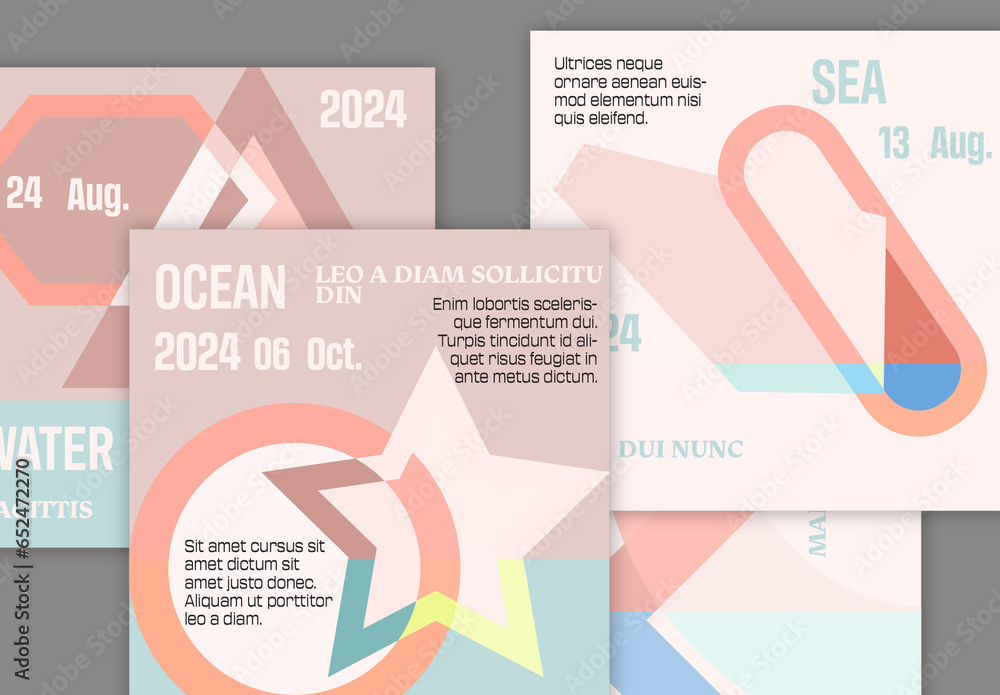 Social Media Square Post Layout Simple Overlapping Geometrical Shapes ...