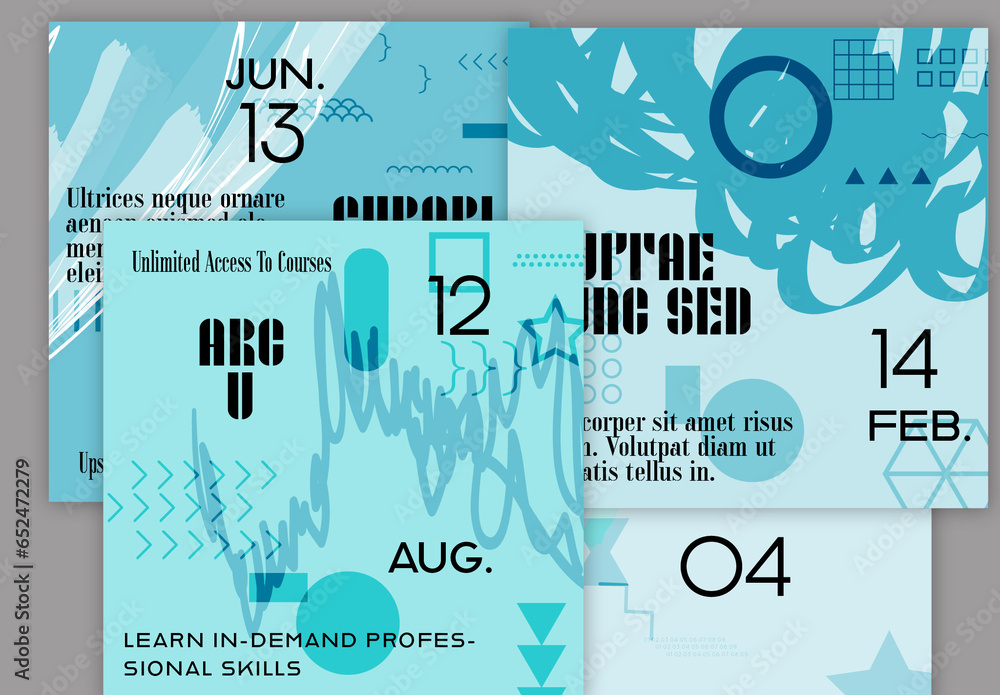 Social Media Square Post Layout Simple Geometric Shapes and Scribbles ...