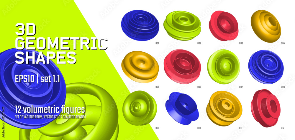 3D Rendering vector abstract geometric graphic elements for design ...