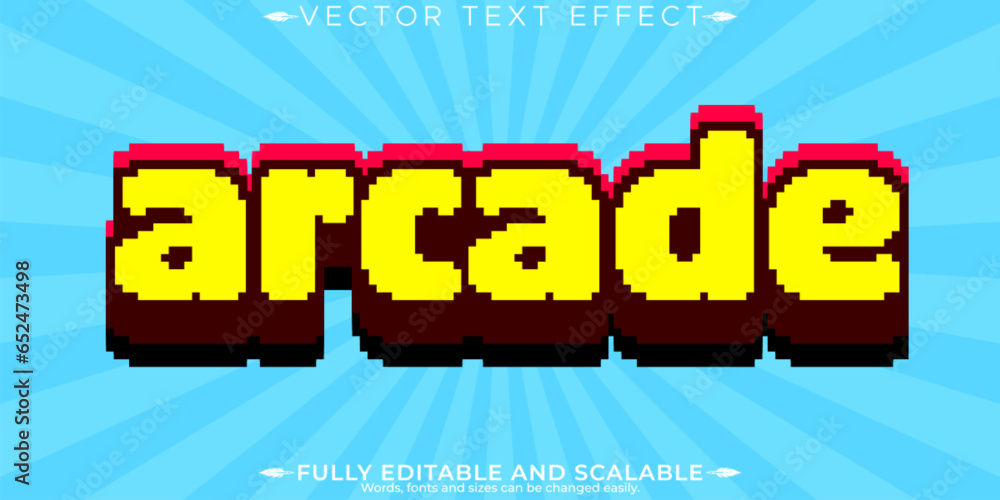 Arcade text effect, editable pixel and retro text style Stock Vector ...