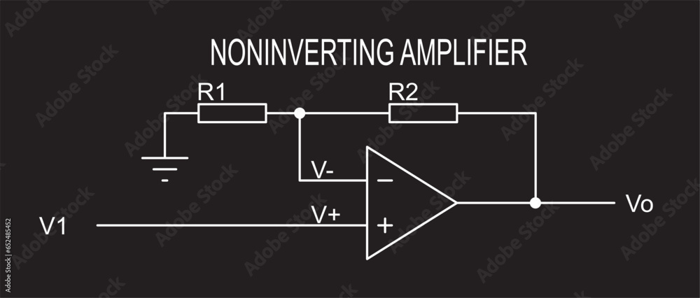 Vector drawing electrical circuit with operational amplifier and ...