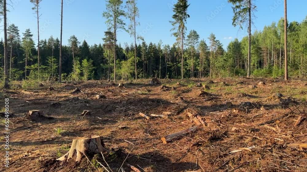 Deforestation forest and Illegal logging. Forest destruction and ...