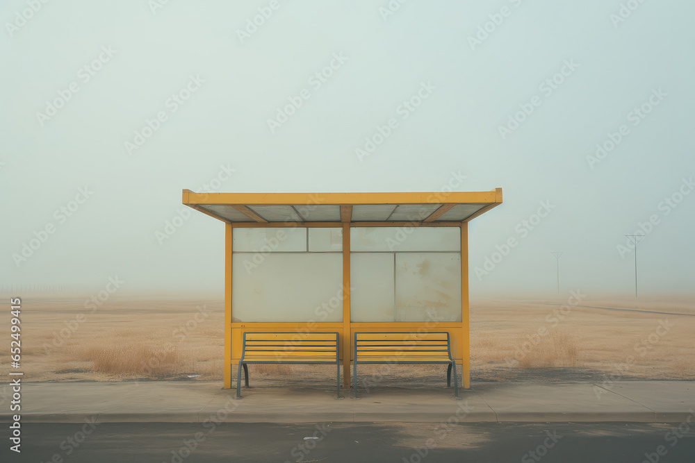empty bus stop. minimalist style, art perception. art object in the ...