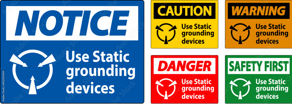 Warning Sign Use Static Grounding Devices Stock Vector | Adobe Stock