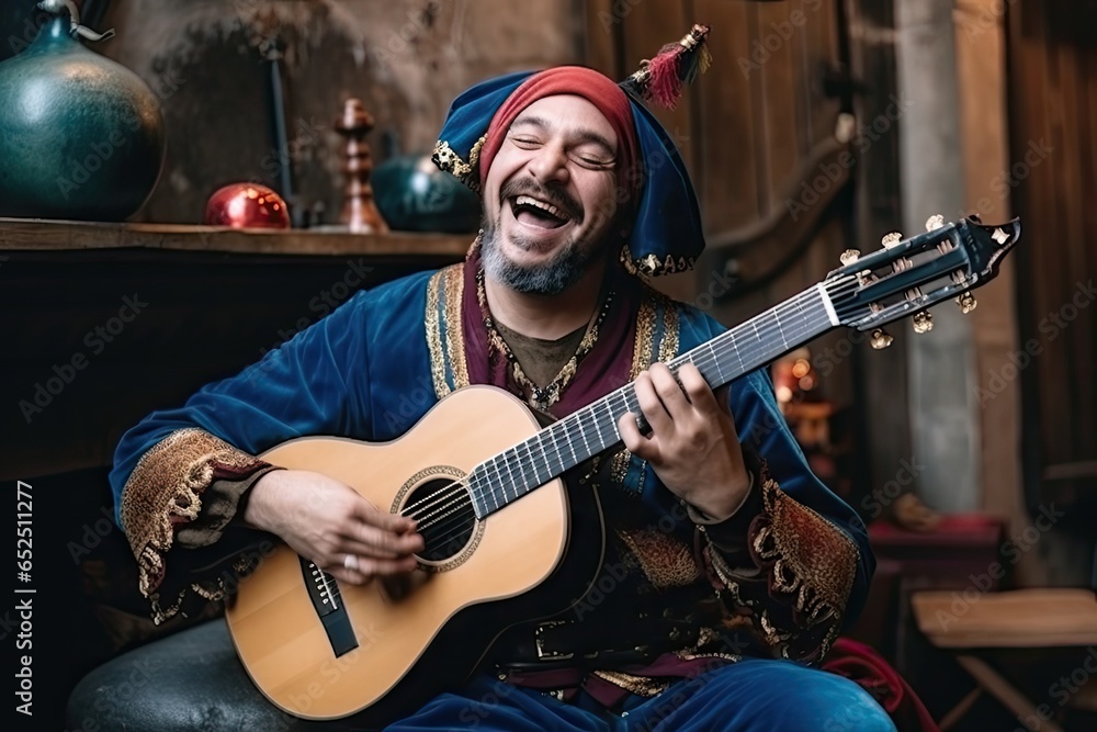 Bard Plays his Lute, Minstrel Song, Troubadour Music, Medieval Singer ...