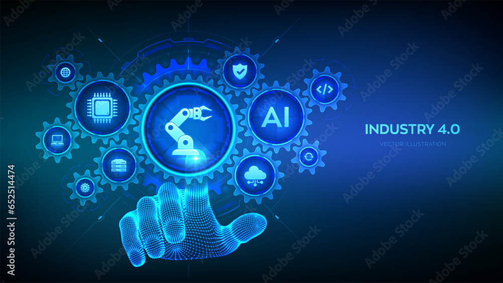 Smart Industry 4.0 concept. Factory automation. Autonomous industrial ...