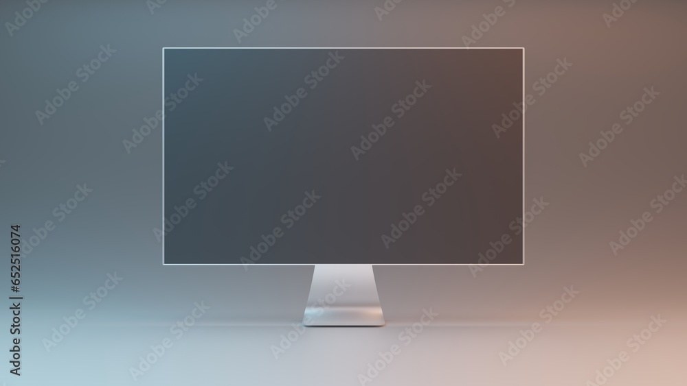 Computer monitor mockup. Pc computer template with blank screen. 3d ...