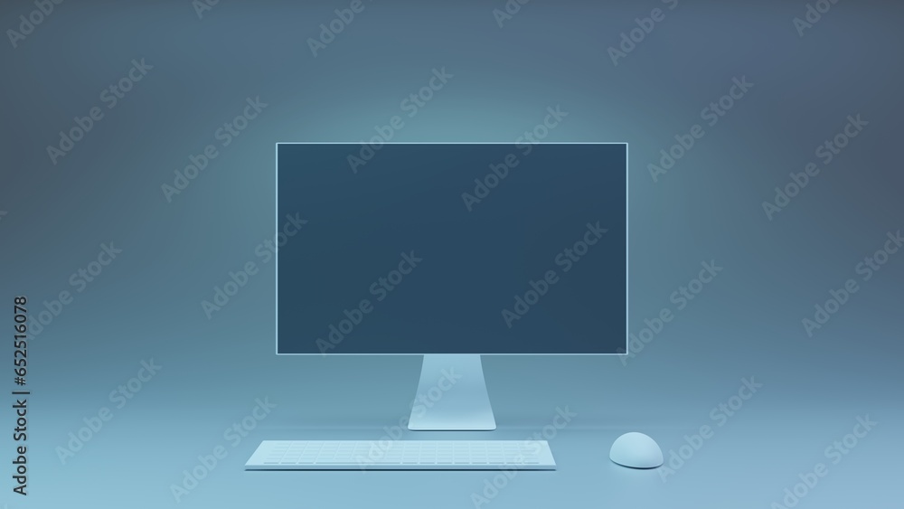 Computer monitor mockup. Pc computer template with blank screen. 3d ...