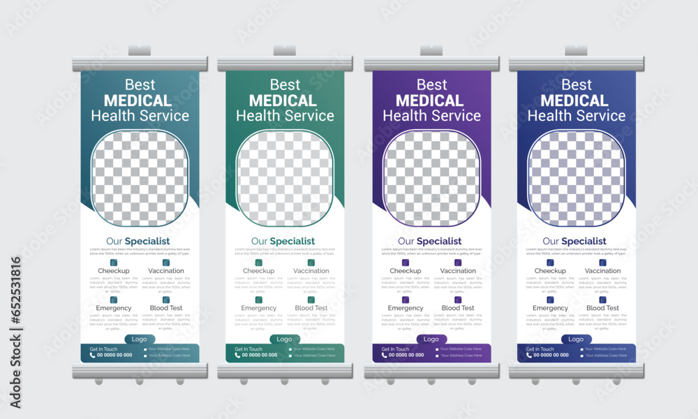 medical or health roll up or x banner design template vector file Stock ...