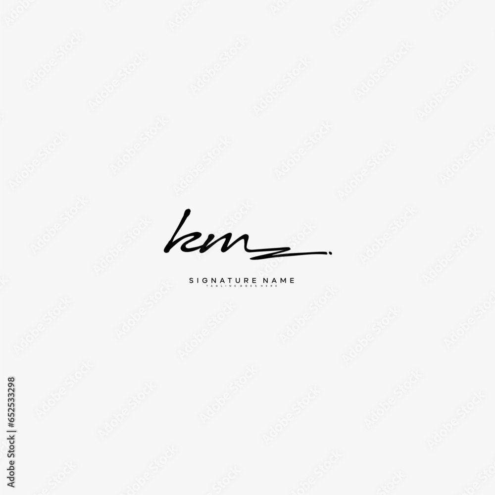 premium KM letter signature logo in handwriting art style monogram ...