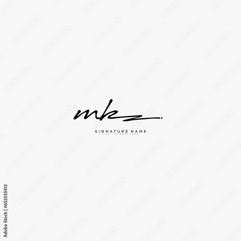 premium MK letter signature logo in handwriting art style monogram ...