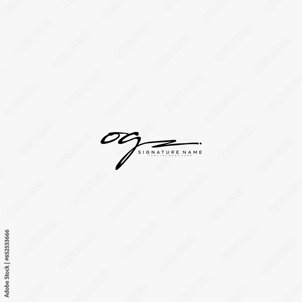 premium OG letter signature logo in handwriting art style monogram ...