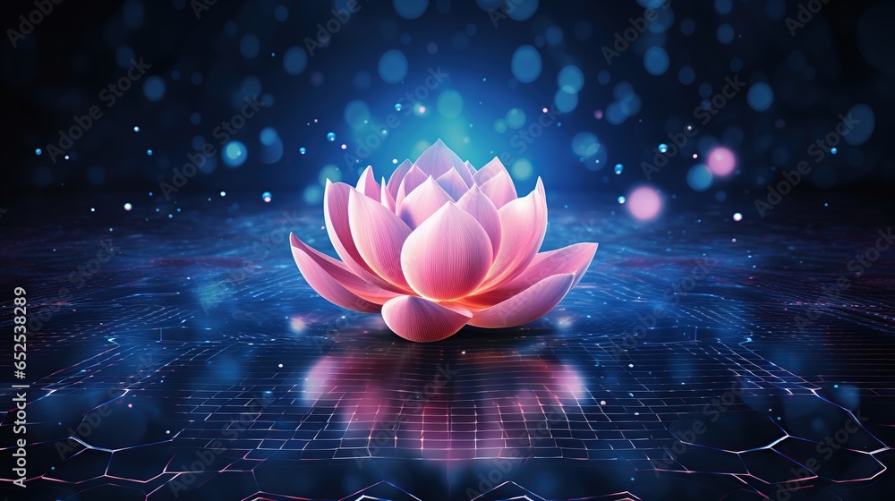 Futuristic lotus flower with circuit big data technology. AI generated ...