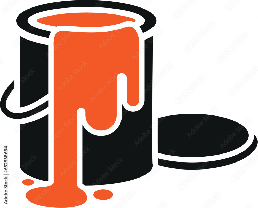 Cartoon Illustration Vector Of an Overflowing Paint Tin เวกเตอร์สต็อก ...