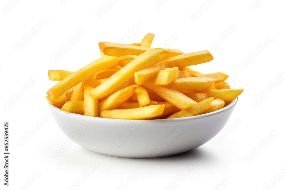Stack of French fries, crispy and golden, a popular and delicious fast ...