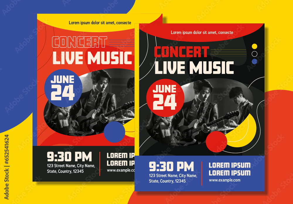 Bold And Bright Music Concert Poster Layout Stock Template | Adobe Stock