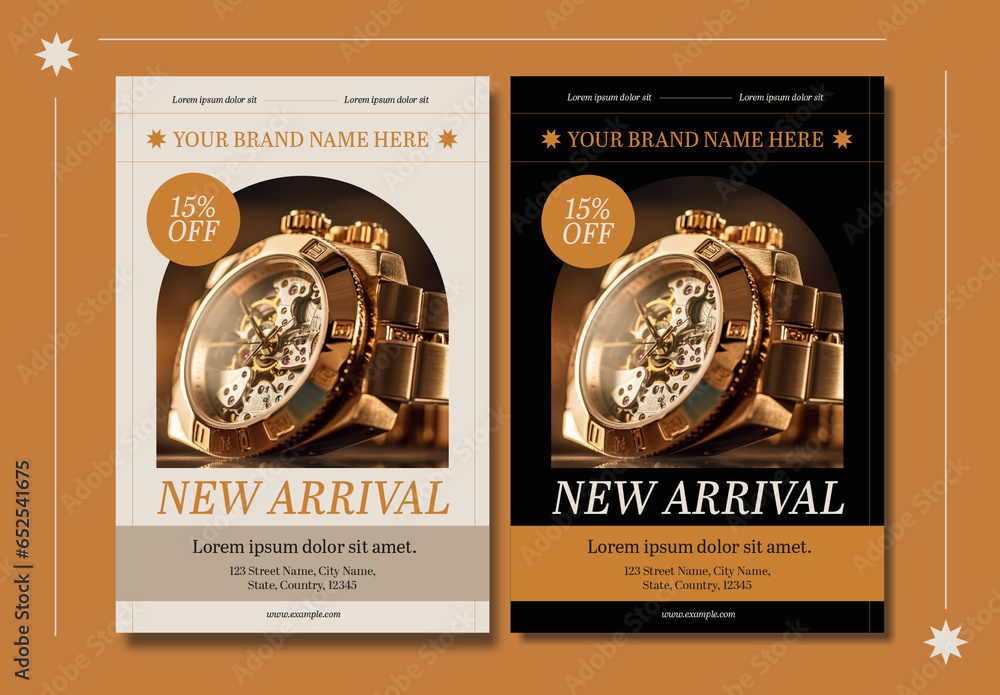 Luxury Gold Watch New Arrival Promotional Poster Stock Template | Adobe ...