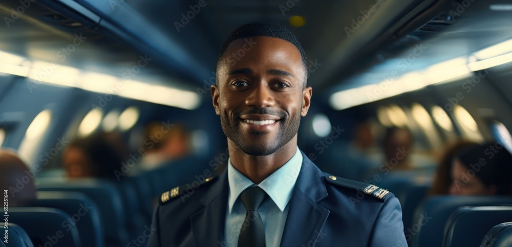 Black Male Flight Attendant Employee Job Expertise Work Environment ...