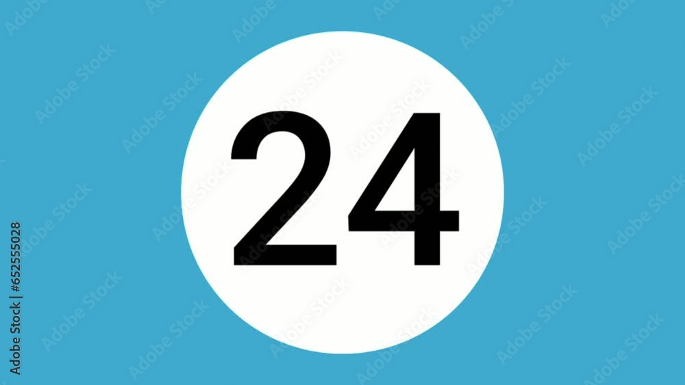 Number 24 twenty four cartoon animation on blue screen background,4k ...