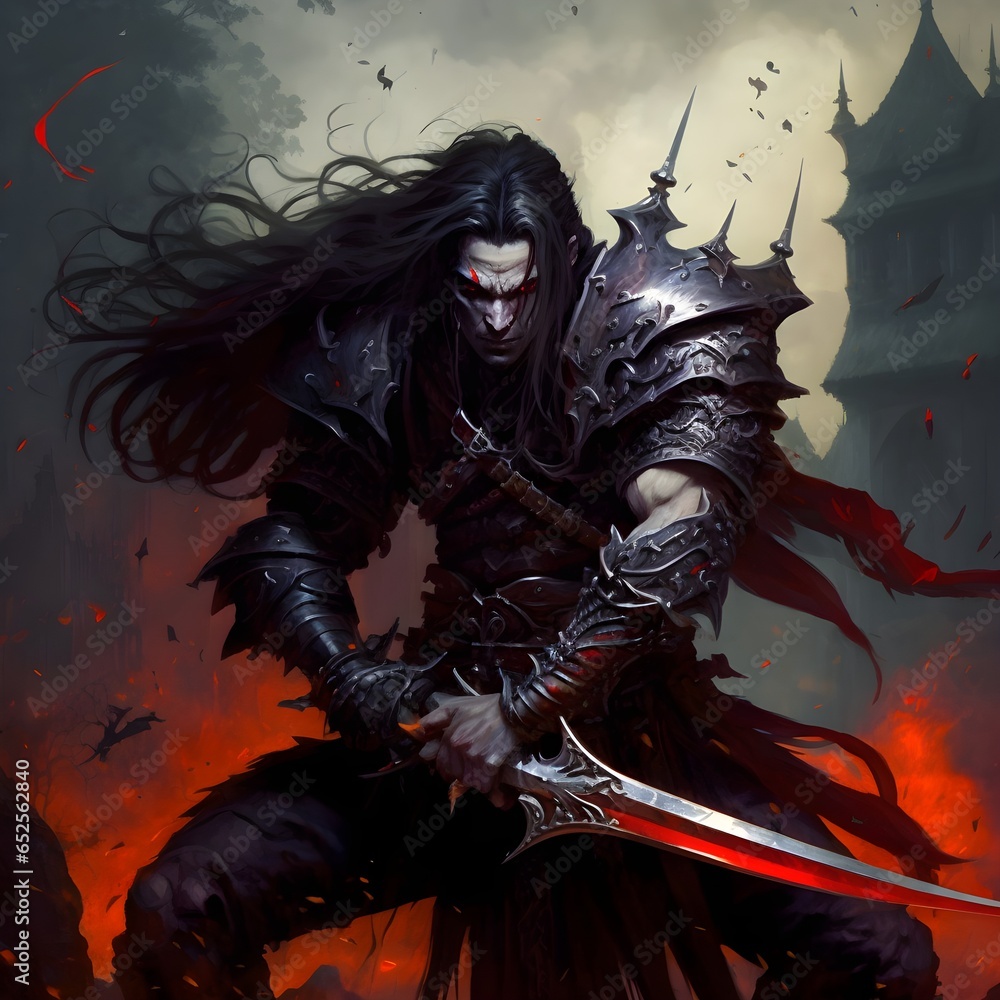 fantasy elf elven dark grim battle Tall Male Pale Skin long flowing ...