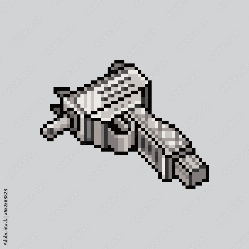Pixel art SMG. Pixelated Short Machine Gun. SMG Weapon icons background ...