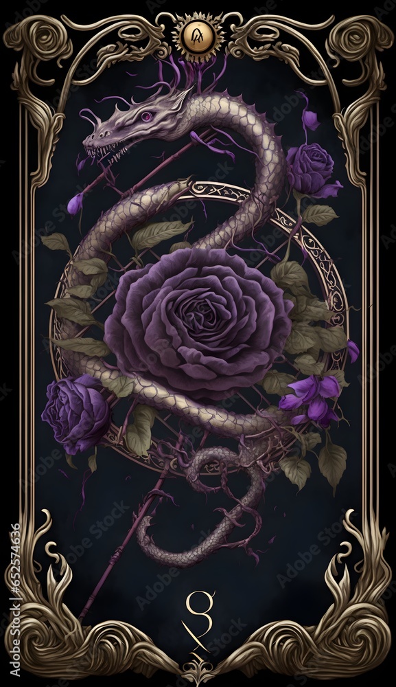 Neoclassical celestial the five of wands tarot card an ouroboros alien ...