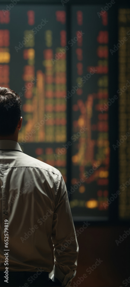 Trader businessman is waching stock charts. Vertical crop. Stock Photo ...