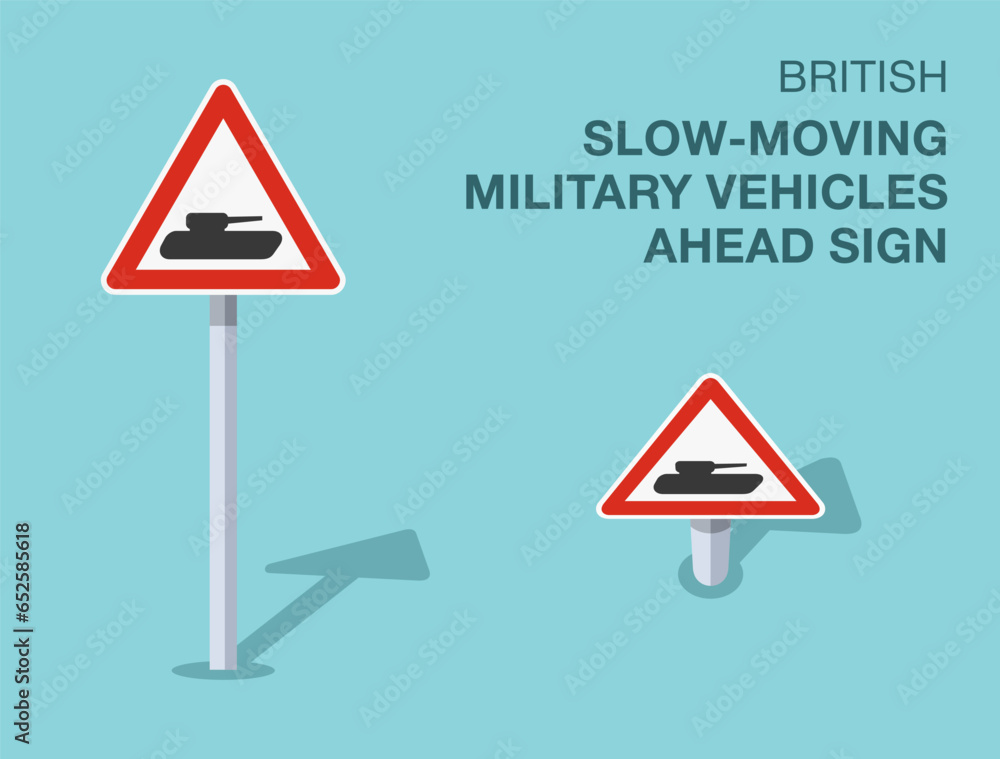 Traffic regulation rules. Isolated British slow-moving military ...