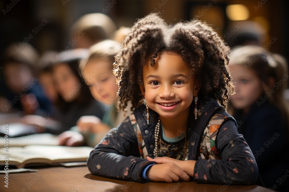 Multicultural classroom with students of various ethnicities learning ...