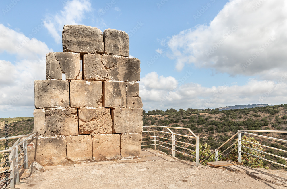 The remains of walls of upper watchtower in ruins of residence of Grand ...