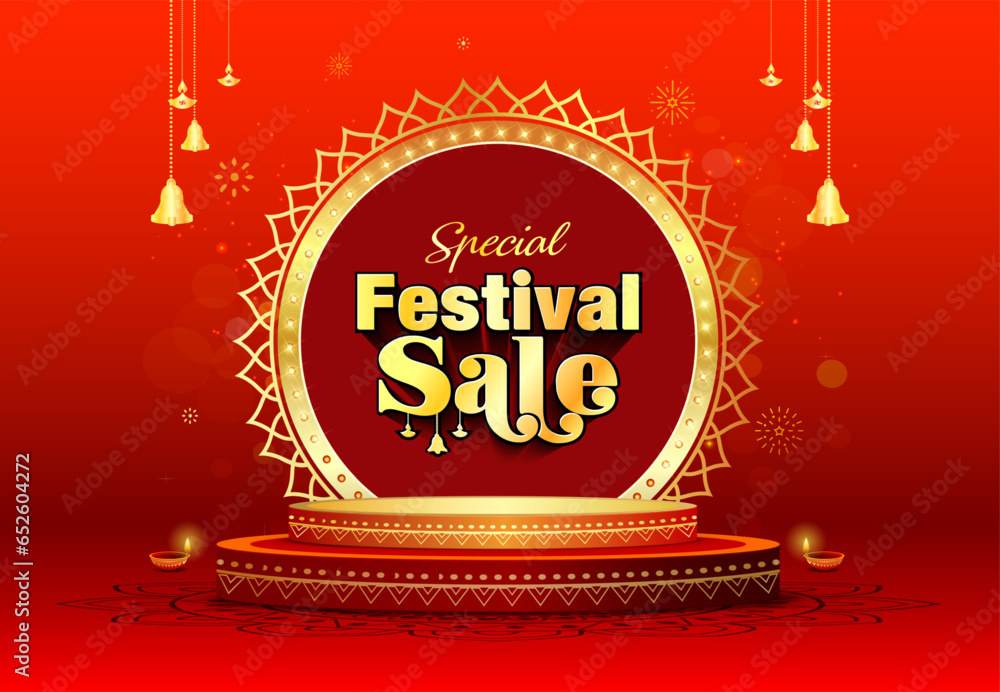 Special Festival sale, offers, discounts concept. Luxury, golden ...