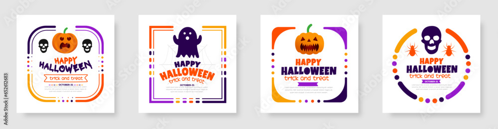 31 October happy Halloween social media post banner design template set ...