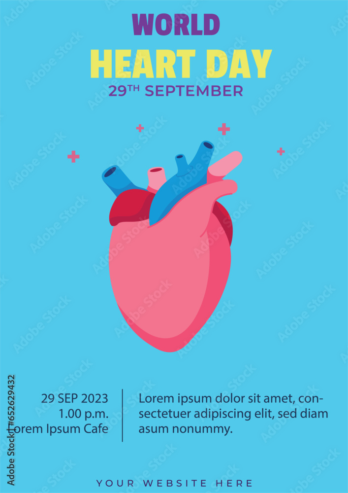 World heart day awareness event flyer , poster template design. Stock ...