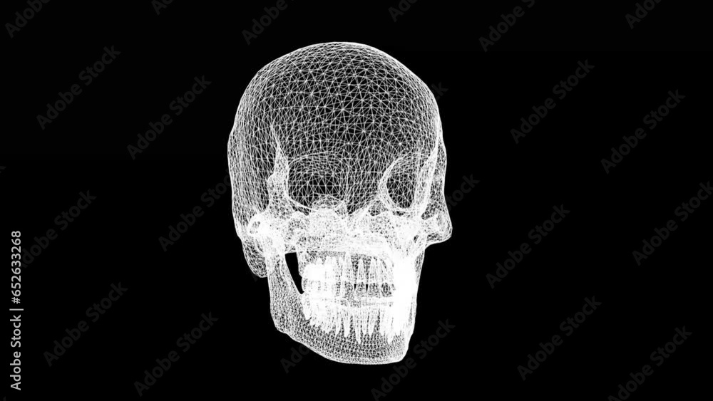Vidéo Stock Spinning 3d wireframe human skull motion graphics with ...