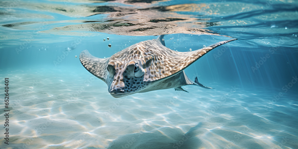 Majestic Stingray Swimming in the Ocean Beautiful Stingray in its ...